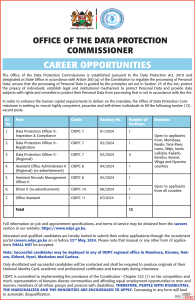 Careers - Office of the Data Protection Commissioner (ODPC)